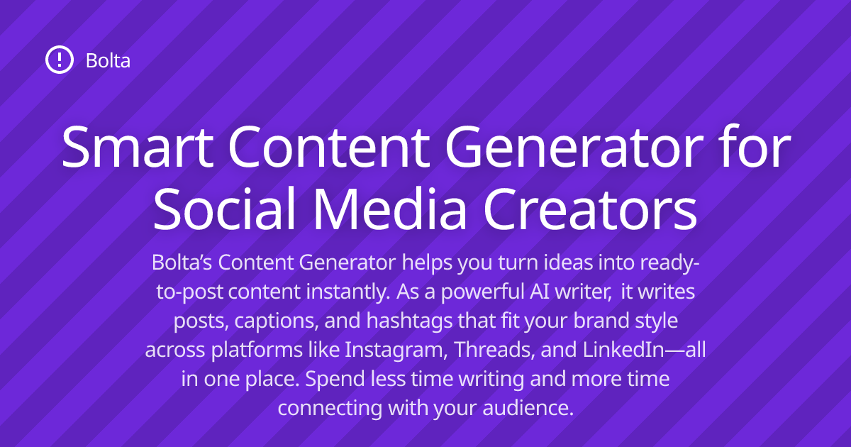 AI Content Generator for Social Media | Bolta